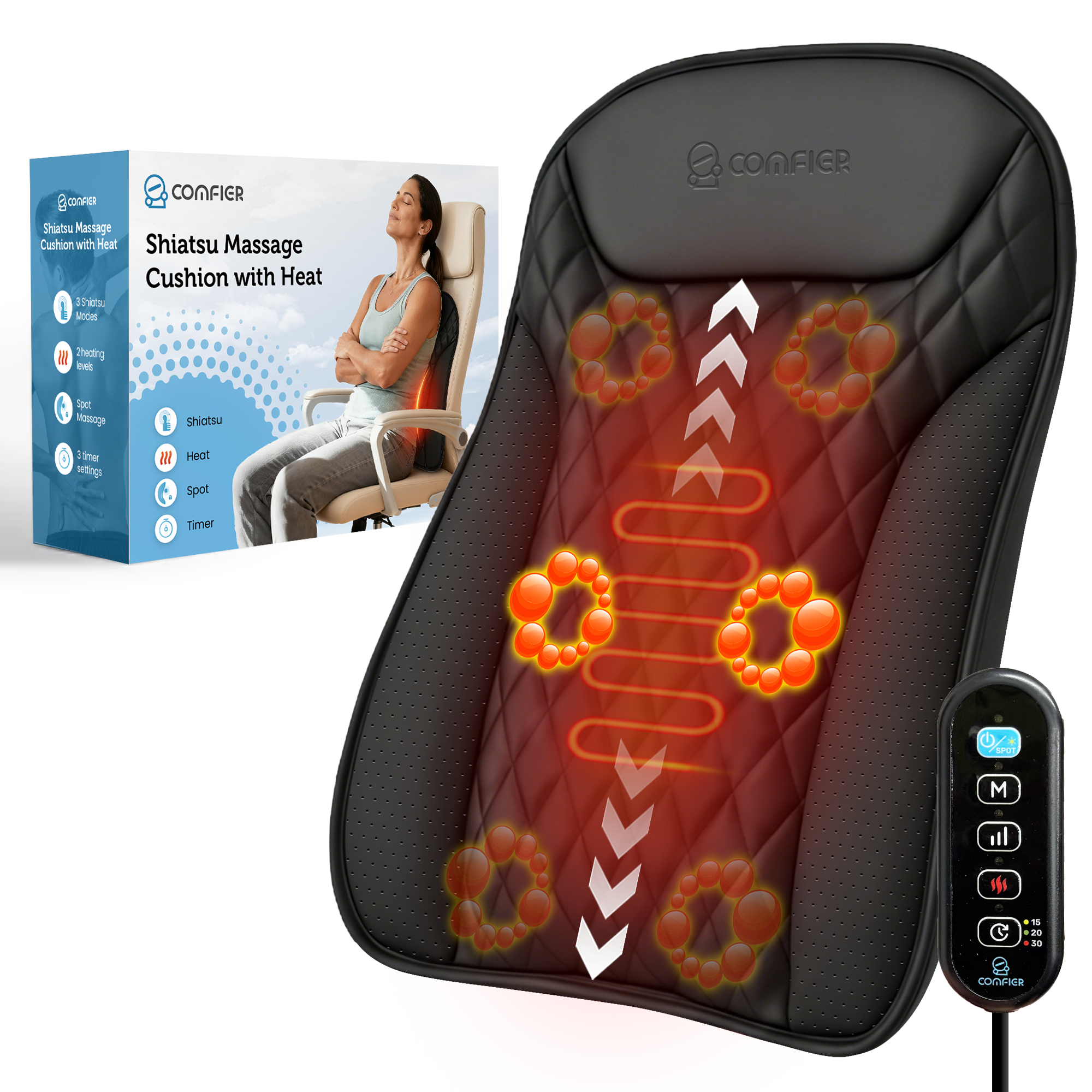Ultra-Slim Back Massager with Heat, Up–Down Moving 10 Massage Nodes ...