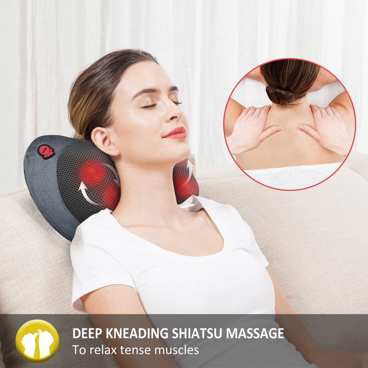 Comfier Shiatsu Back Massage Pillow, Neck and Shoulder Masssager